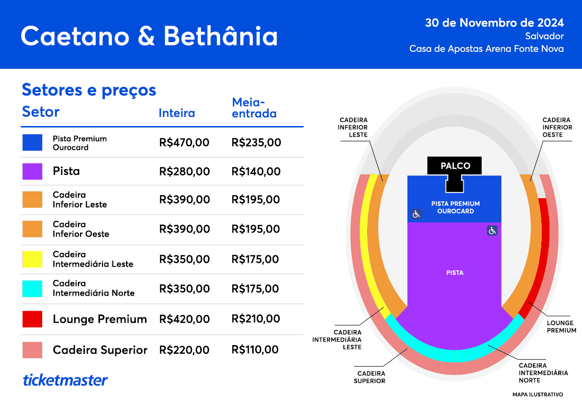 Show Caetano & Bethânia em Salvador tem valores divulgados. Confira!